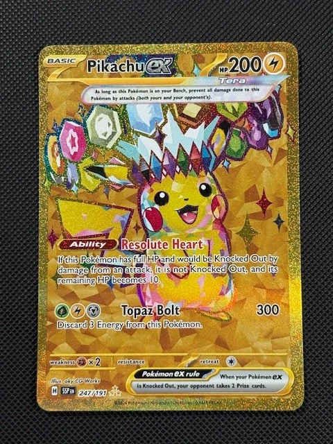PIKACHU EX 247/191 GOLD HYPER RARE Pokémon Card Surging Sparks NM £54. ...