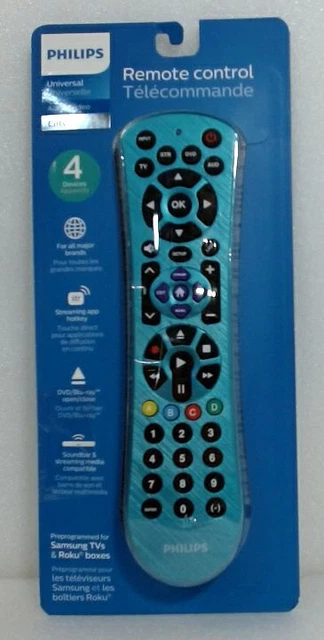 NEW PHILIPS 4-DEVICE Universal Remote Control, Brushed Electric Blue ...