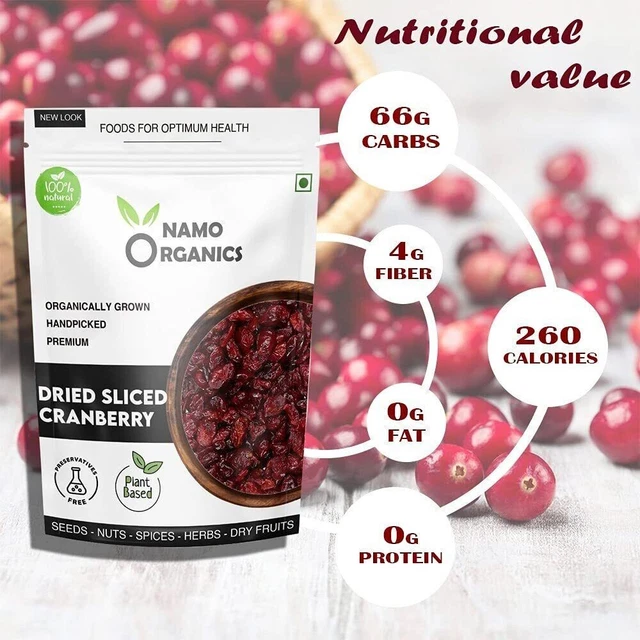 DRIED SLICED CRANBERRIES Organic Cranberry Dry Fruit FAMILY PACK 1 Kg ...