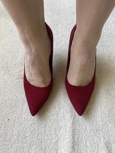 LADIES NEW LOOK Red Suede 3” High Heels Court Shoes Stilettos Size 6 UK ...