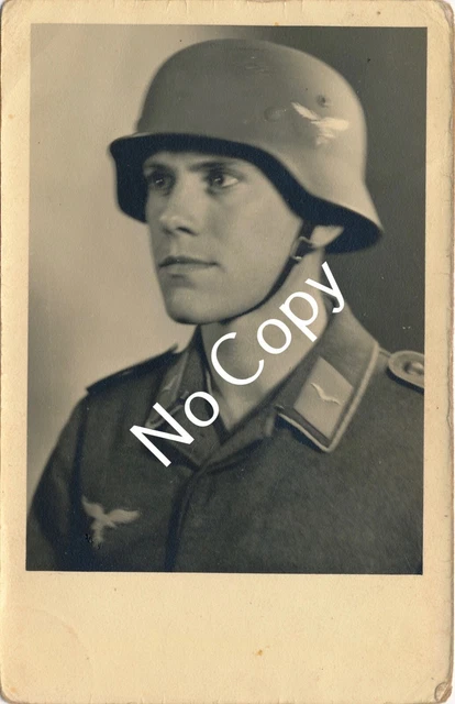 FOTO WK2 ELMETTO IN Acciaio Ritratto Giovane Soldato Il Luftwaffe EUR ...