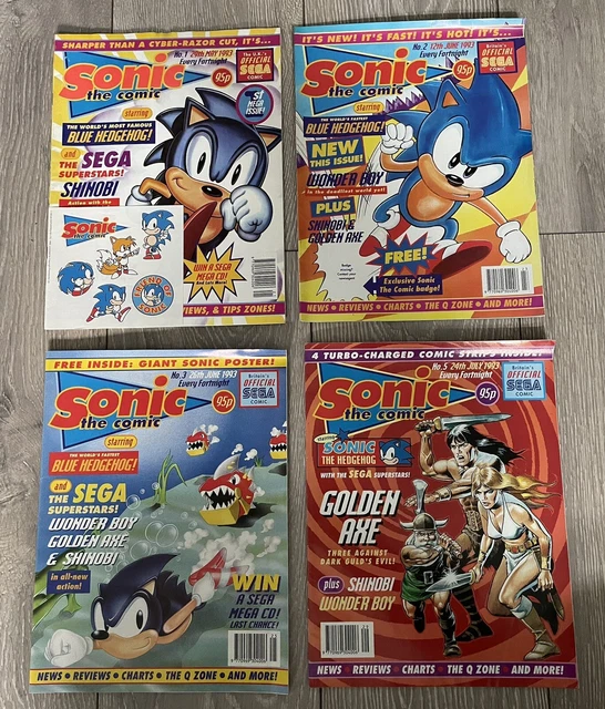 VERY RARE SONIC the Comic #1 with original stickers 1993 NM. Also #2 ...