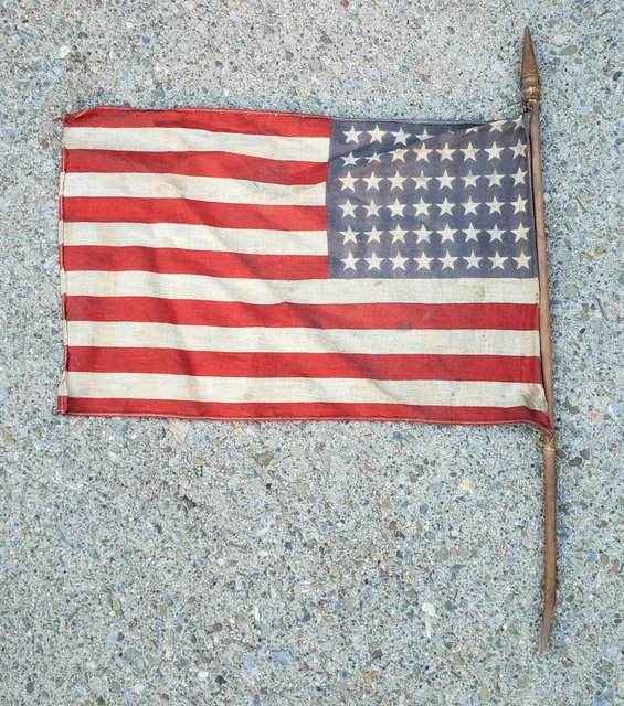VINTAGE PARADE 48 Star American Presentation Flag WW2 World War Sign 11 ...