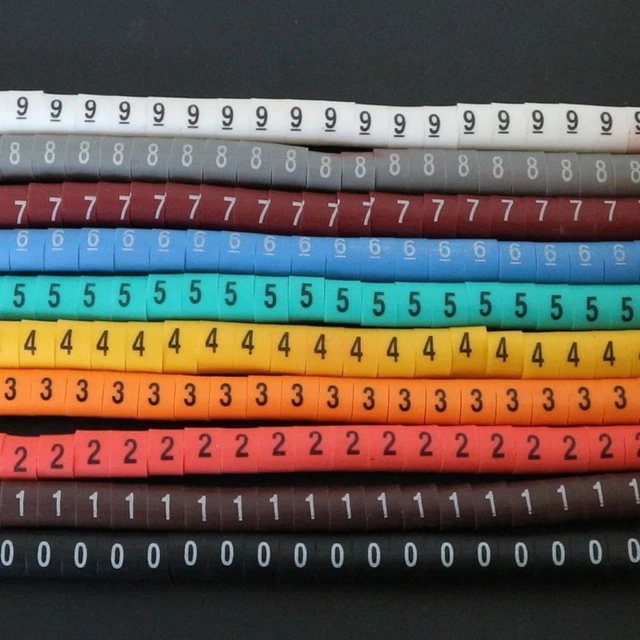0-9 NUMBERS WIRE Insulation Sleeve PVC Cable Marker Sleeves Wire Cable ...