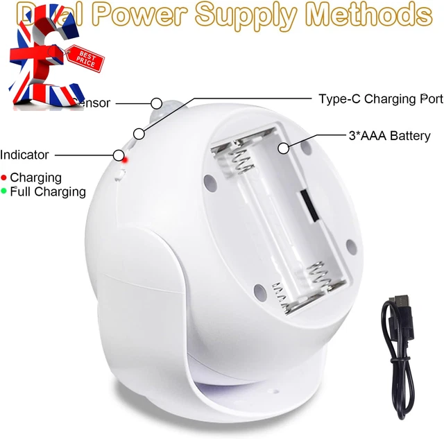 MOTION SENSOR NIGHT Light, LED Indoor Wall Light with Battery Operated ...