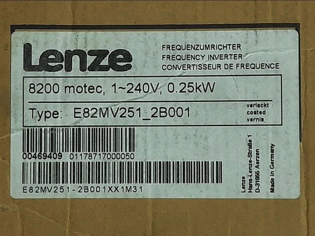 ONDULEUR LENZE 8200 Motec 0,25 Kw. -Type : E82MV251_2B001 - Tout neuf ...
