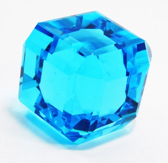CUBE AIGUE-MARINE BLEU naturel 285,00 ct taillé belle pierre précieuse ...