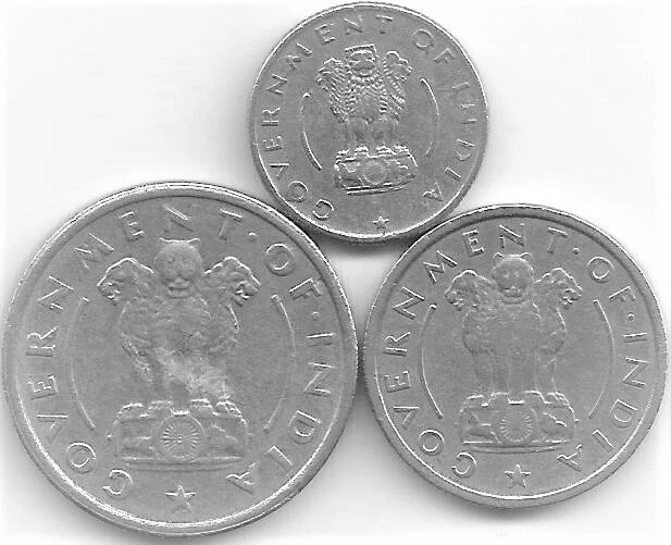 RARE INDIAN NICKEL Coin Set - Rupee One, Half & Quarter, of 1950, 1954 ...
