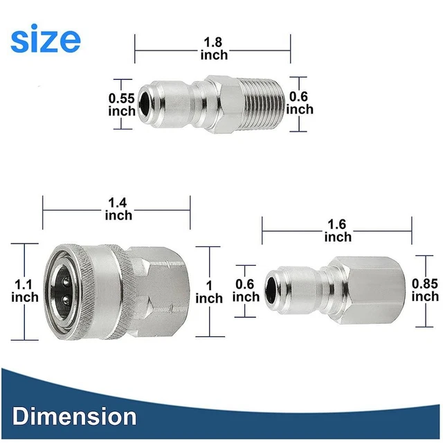 STAINLESS STEEL QUICK Connect Kit 3/8 Inch Male NPT Thread Coupling £12 ...