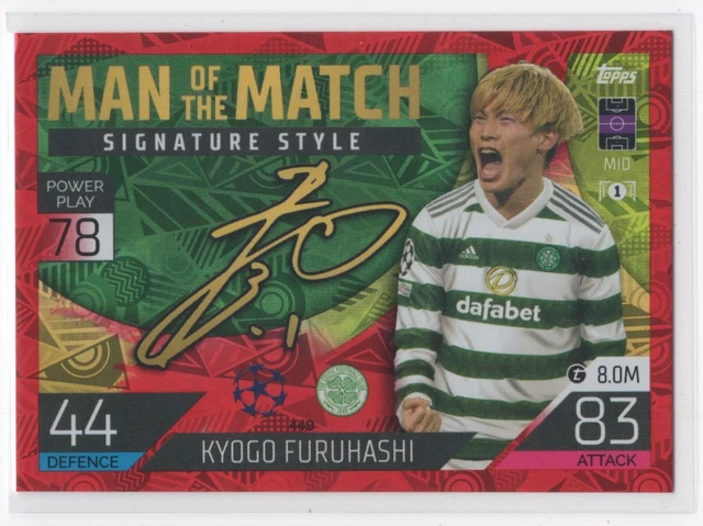-2022 TOPPS MATCH Attax Man of the Match Red Kyogo Furuhashi Celtic FC ...