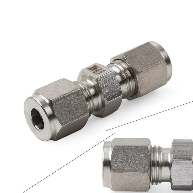 1PC 1/4& 6.5MM Equal OD Straight Through Ferrule Pipe Tube Connector ...