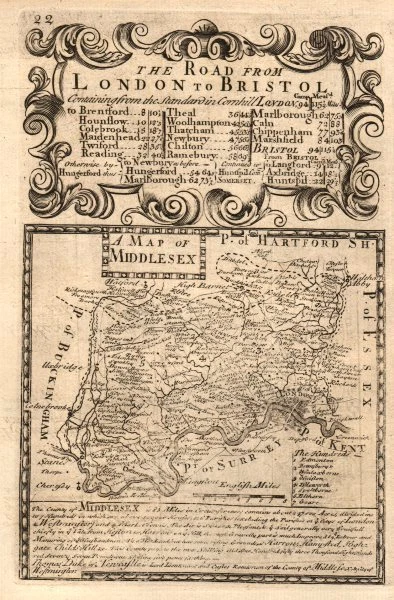A Map Of Middlesex County Map By J Owen And E Bowen 1753 Old Antique Eur 3037 Picclick Fr