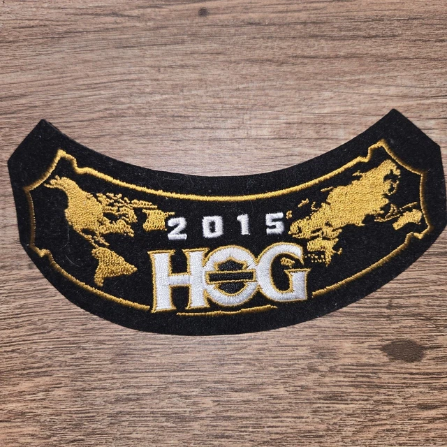 HARLEY-DAVIDSON HOG 2015 Rocker Patch, World Map Badge for Biker Vests ...