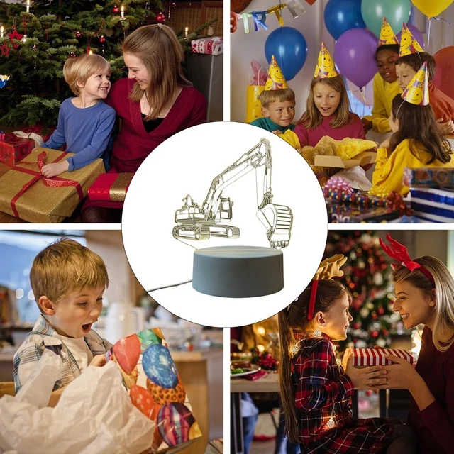 3D ACRYLIC LIGHT Excavator Truck with Night Light Base Kids ...