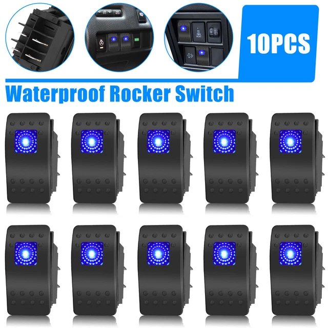 10PCS WATERPROOF MARINE Boat Car Rocker Switch 12-24V SPST ON-OFF 4PIN ...