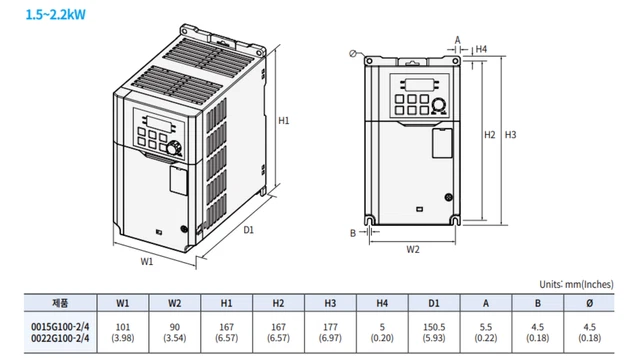 LS INVERTER LSLV0022G100C-4EONN AC Drive 440VAC 3phase 2,2 kW 3Hp SV022 ...