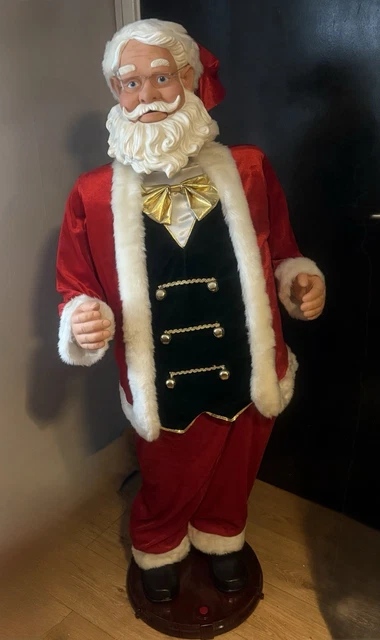 GEMMY VINTAGE 5FT Animated Singing Dancing Father Christmas karaoke Pre ...