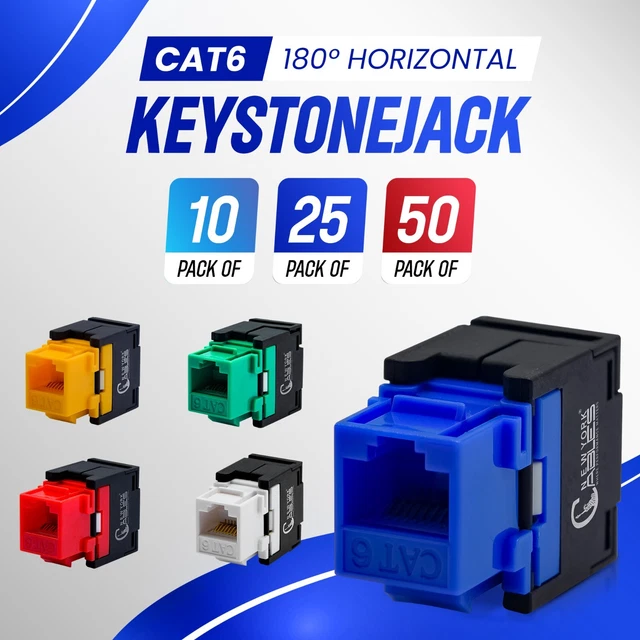CAT6 KEYSTONE JACK RJ45 Connectors Punch Down Ethernet Cable Connector ...
