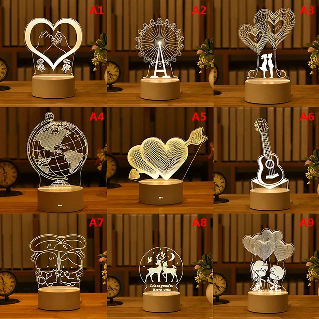 3D PLATE LED Lamp Creative Night Lights Novelty Illusion Lamp ...