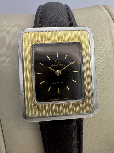 VINTAGE OMEGA TANK 14k Solid Gold Bezel Circa 1975 Ladies Watch £325.00 ...