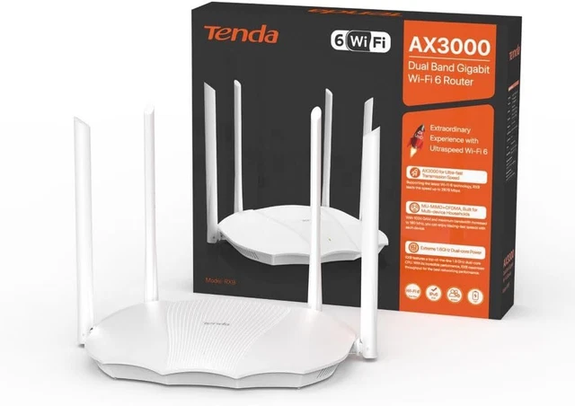 TENDA RX9 WI-FI 6 Router AX3000 Dualband Gigabit 4x6dBi Antennen MU ...