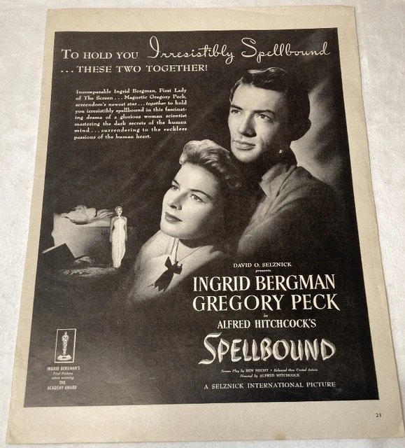 1945 MOVIE AD Hitchcock Spellbound Ingrid Bergman Original Film ...