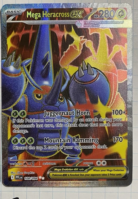POKEMON MEGA HERACROSS Ex ENGLISH 108/094 Phantasmal Flames Near Mint ...