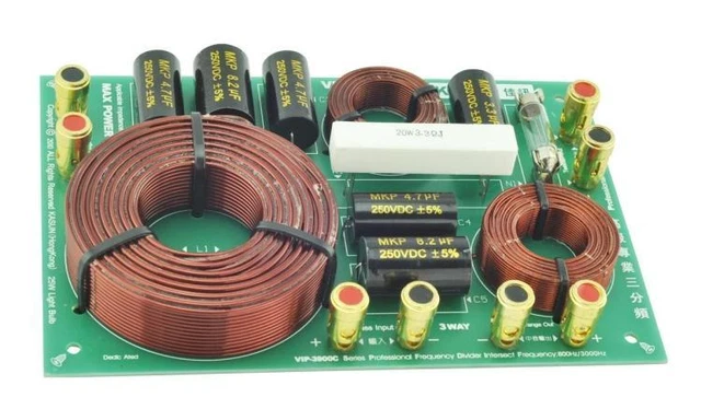 1X PASSIVE 480W 3 Way Audio Crossover Hi-Fi Speaker Frequency Divider ...