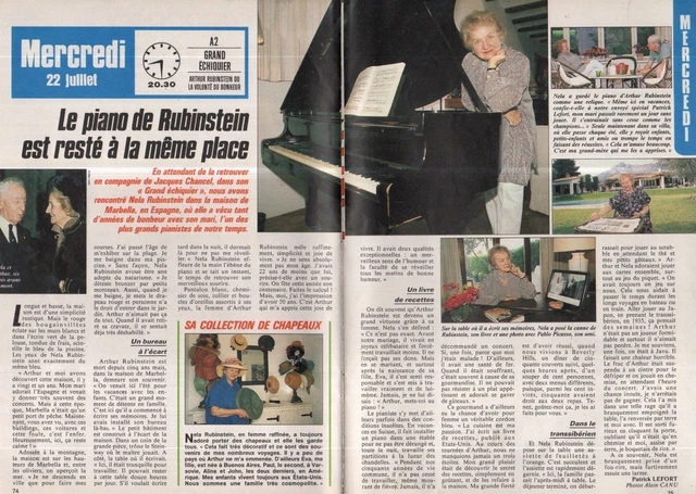 COUPURE DE PRESSE Clipping 1987 Nela & Arthur Rubinstein (2 pages) EUR ...