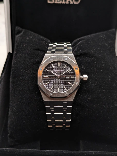 SEIKO MOD ROYAL Oak - Watch - Black Tapestry Dial - 33mm EUR 240,00 ...