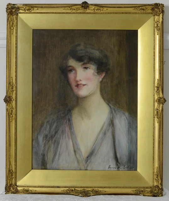 ANTIQUE EARLY 20TH Century French Portrait Of A Lady Watercolour Painting £300.00 - PicClick UK