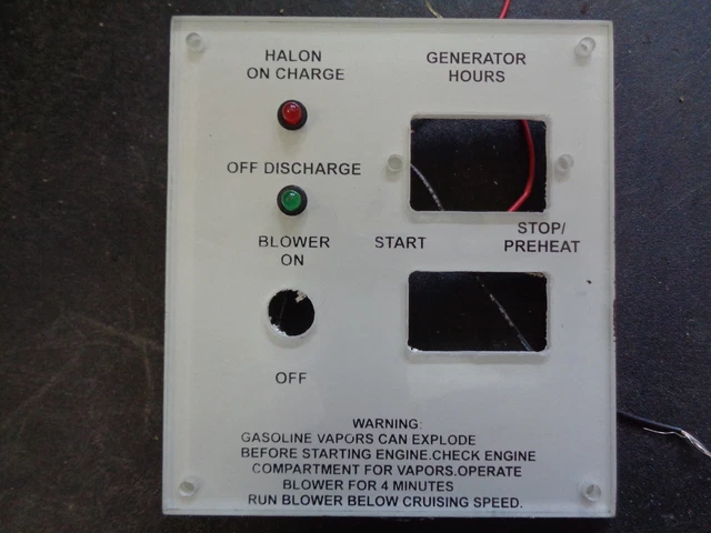 BOAT PANEL WITH Halon Charge Discharge, Generator Hours Start Stop ...