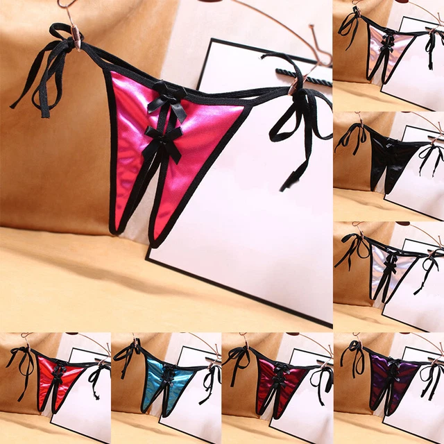 Sexy Thongs Panties Open Crotch Crotchless Underwear Night Lace Satin G