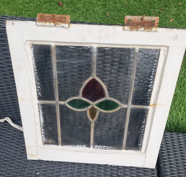 ORIGINAL STAINED GLASS window panel from bay window vintage antique in ...