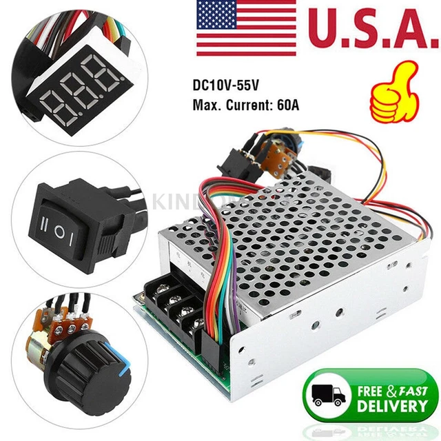 10-55V 60A 3000W Reversible DC Motor Speed Controller PWM Control Soft ...