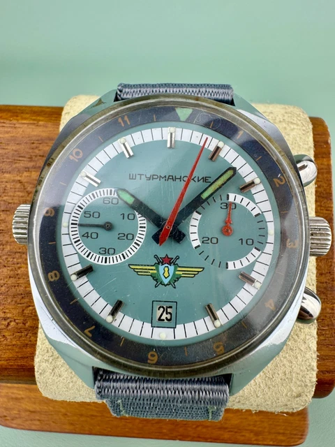 VINTAGE POLJOT STURMANSKIE Chronograph 3133 Soviet Mechanical Pilot ...