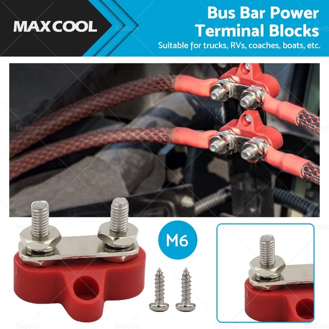 M6 BUS BAR Terminal Block Heavy Duty Red Dual Power Distribution Stud £ ...