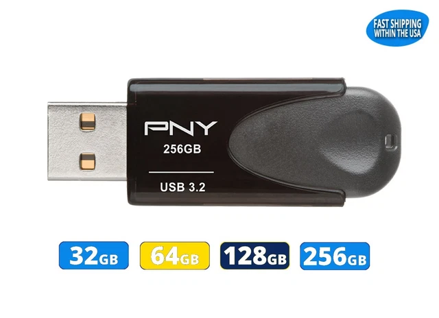 PNY 32GB 64GB 128GB 256GB Turbo Attache USB 3.2 Flash Drive GTBAT4-GE ...