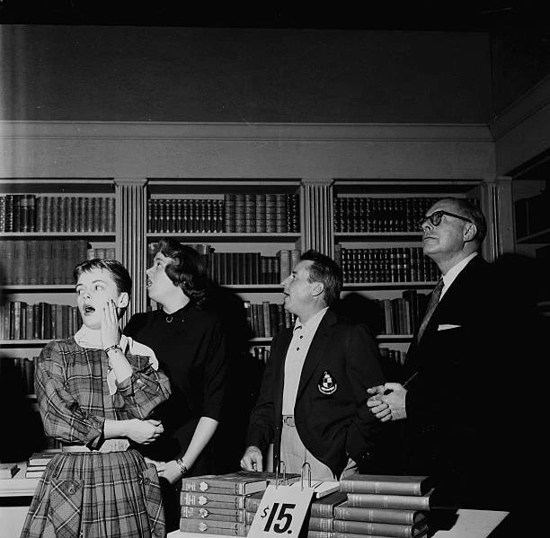 PEGGY KING, JEFF Donnell, actor George Gobel and Bennett Cerf on - 1956 ...