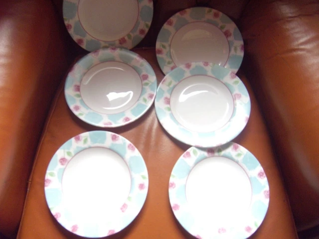 6 ASSIETTES en porcelaine plates luminarc 20 cm décor floral EUR 3,00 ...