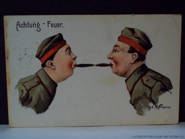 WWI GERMAN SOLDIERS Light Cigars Caution Fire Achtung Feuer Military ...