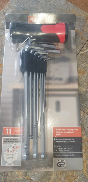 PARKSIDE HEX KEY Set 11 piece set Chrome Vanadium Steel Ball End T ...