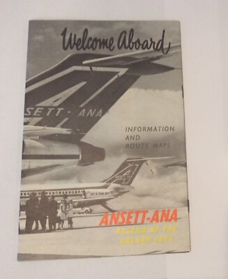 ANSETT ANA AIRLINES Australia Golden Jets 1960’s Map Brochure Guide £15 ...