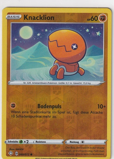 CARTE POKÉMON SHINING Fates 40/72 Knacklion Reverse Holo Allemand EUR 1 ...