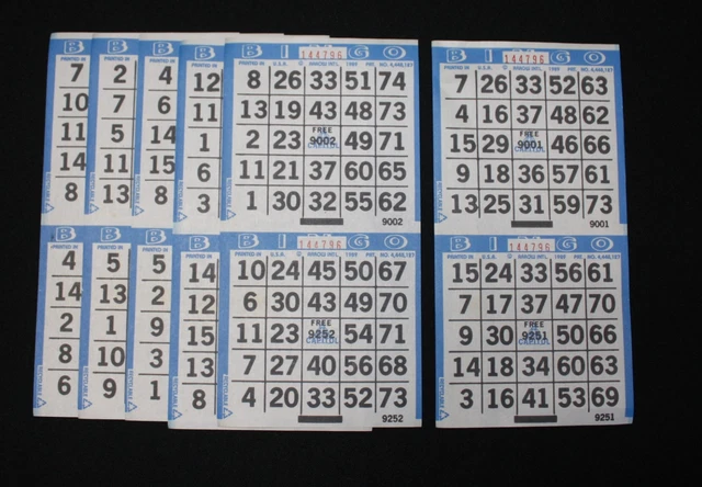 BINGO PAPER CARDS Sheets 2 on 1 Blue Border - 150 sheets $9.99 - PicClick