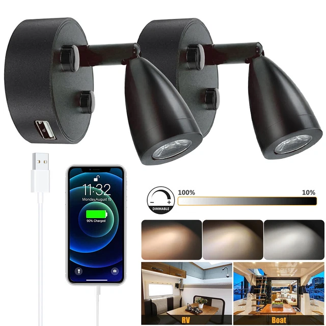 12V LED CAMPER Van Interior Lights USB Dimmable Boat Caravan Spot ...