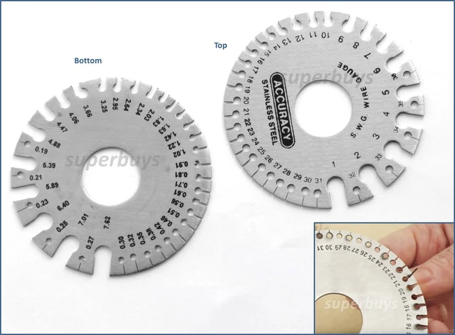 SWG STANDARD MM Metric Wire Gauge Circular Round Thickness Ruler Gauge ...