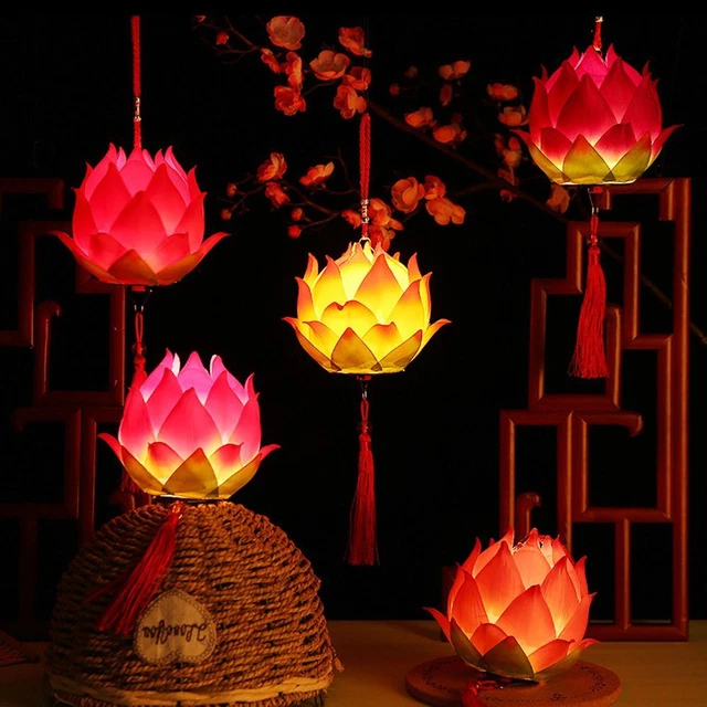 LOTUS FLOATING LOTUS Light LED Lotus Lamp Wishing Night Lamp Mid-autumn ...