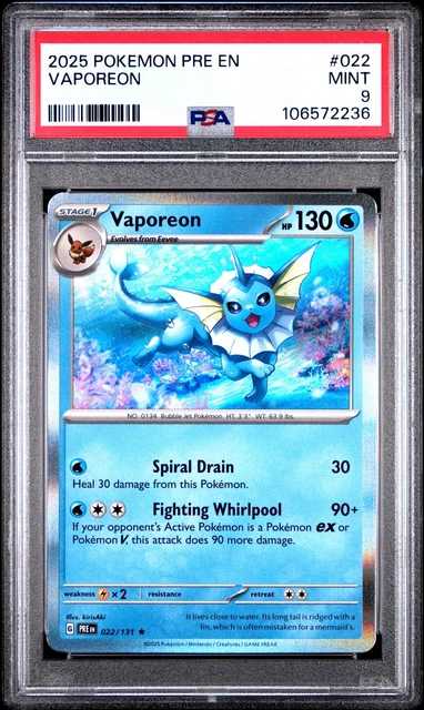 2025 POKEMON PRE En-Prismatic Evolutions #022 Vaporeon Psa 9 £19.68 ...