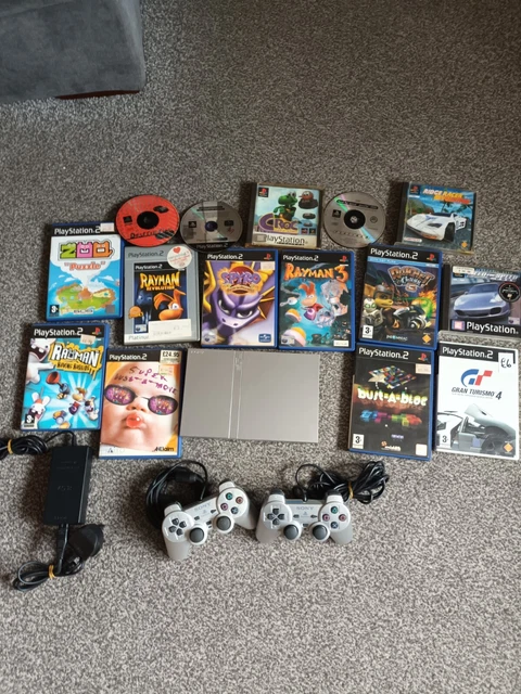 SONY PLAYSTATION 2 Silver Slim Console + 15 Games Bundle! Retro Gaming ...